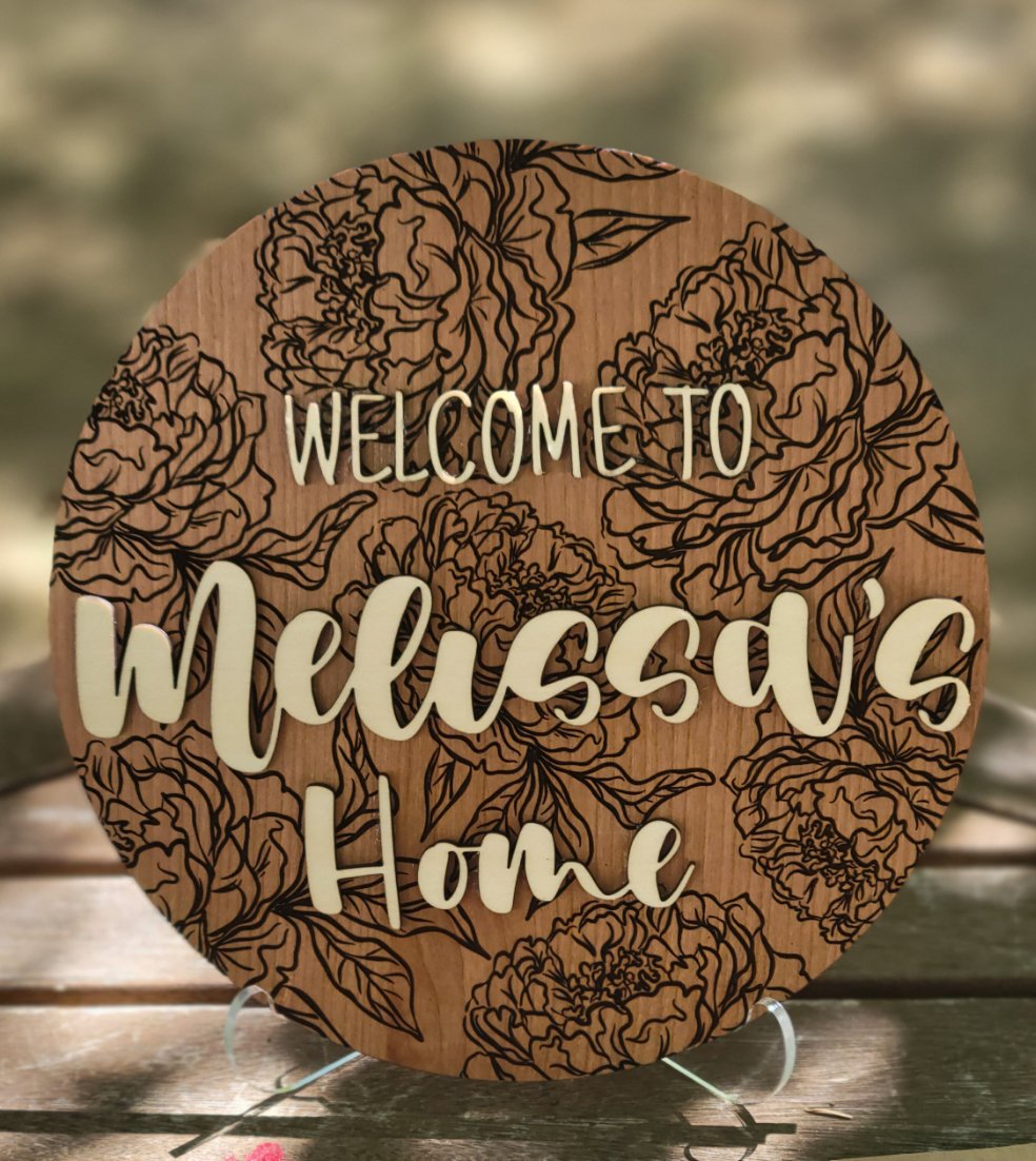 Customizable Engraved Peony Sign – Sun Puppy Designs